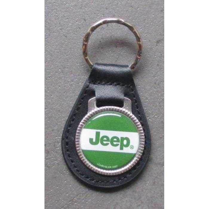 Key ring metal leather jeep green white 4x4 auto usa military