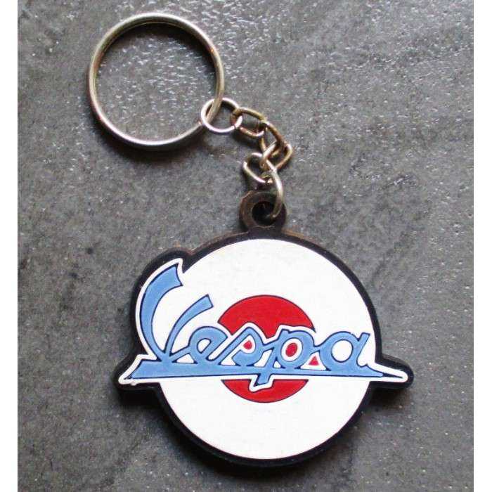 Keychain Vespa logo white and blue plastic soft scooter