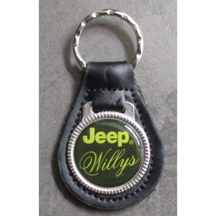 Keychain Metal Leather Jeep Willys Green Automobile 4x4 USA
