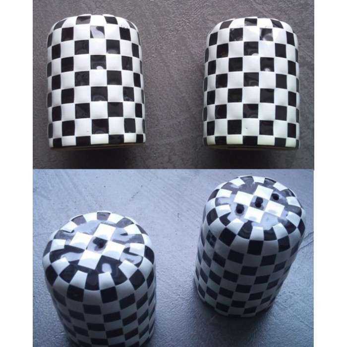 Lot salt and pepper checkerboard black and white gothic rock roll