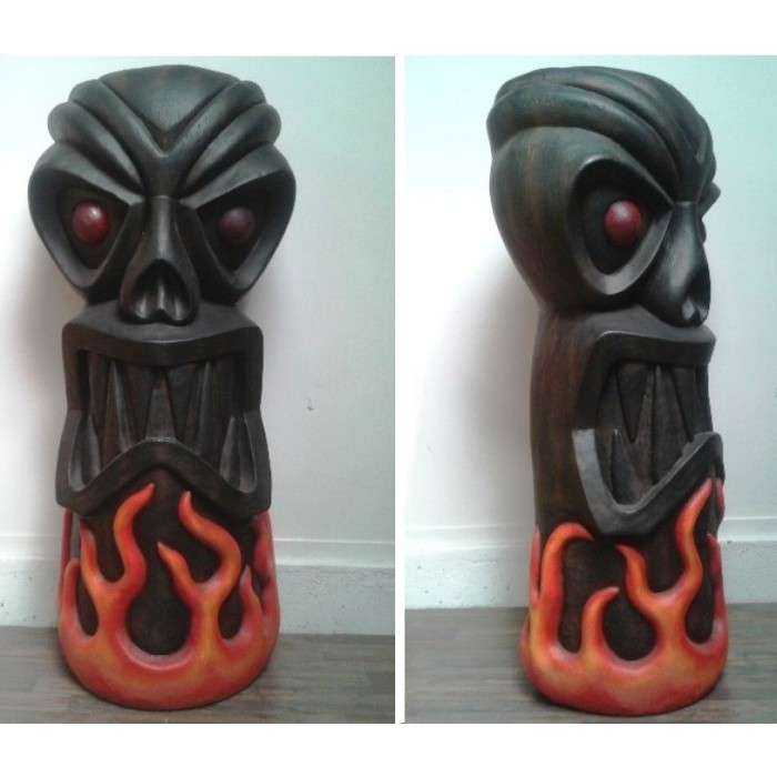 Statue Geante Tiki with flames 180cm Deco bar dinner loft USA