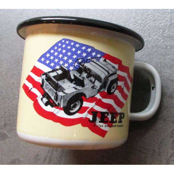 Mug jeep american flag in email enamelled coffee cup