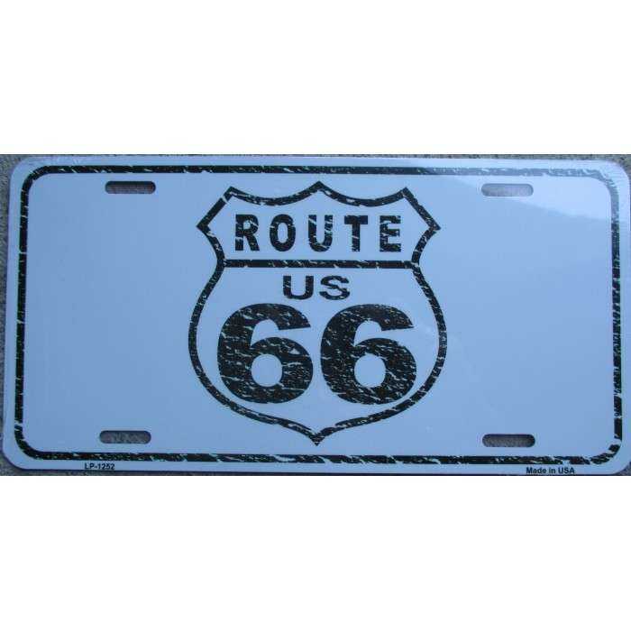 license plate Route 66 white ages tole deco