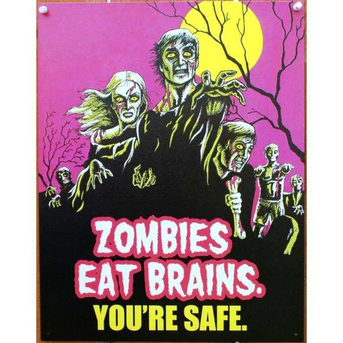 plaque cerveau zombie eat brain tole deco affiche horreur