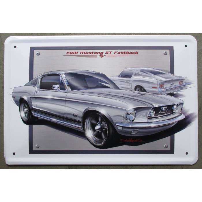 plate ford mustang 68 gt fastback tole pub garage