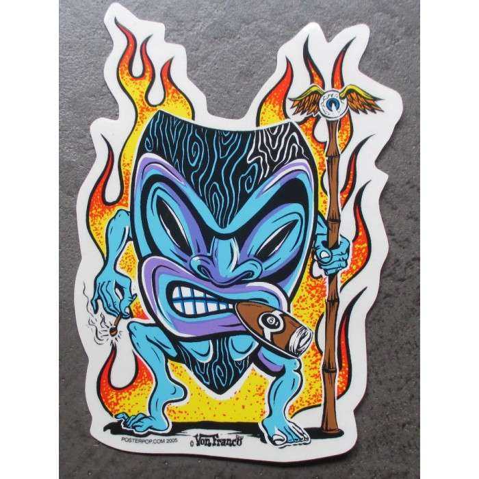 Tiki Flames Sticker Smokes Cigar Sticker Kustom Hot Rod
