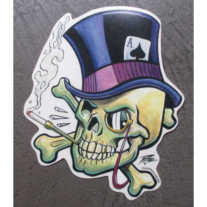 Sticker Crane hat and monocle sticker Rockab Kustom