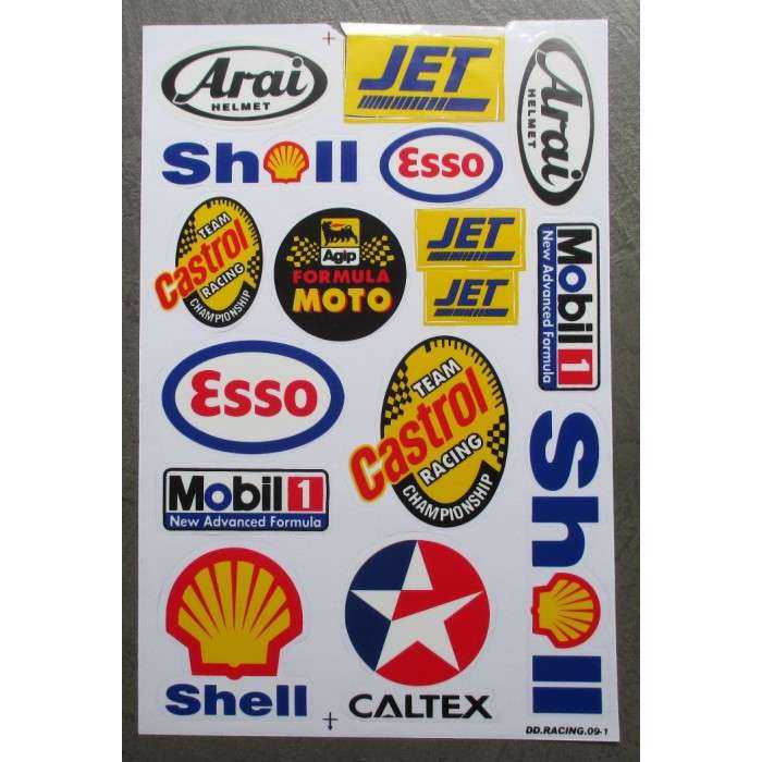 Stickers board oil various arai esso mobil sticker