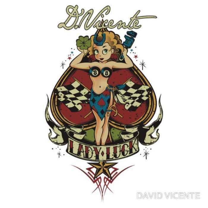 Sticker David Vicente Pin Up Lady Luck As Pique Sticker