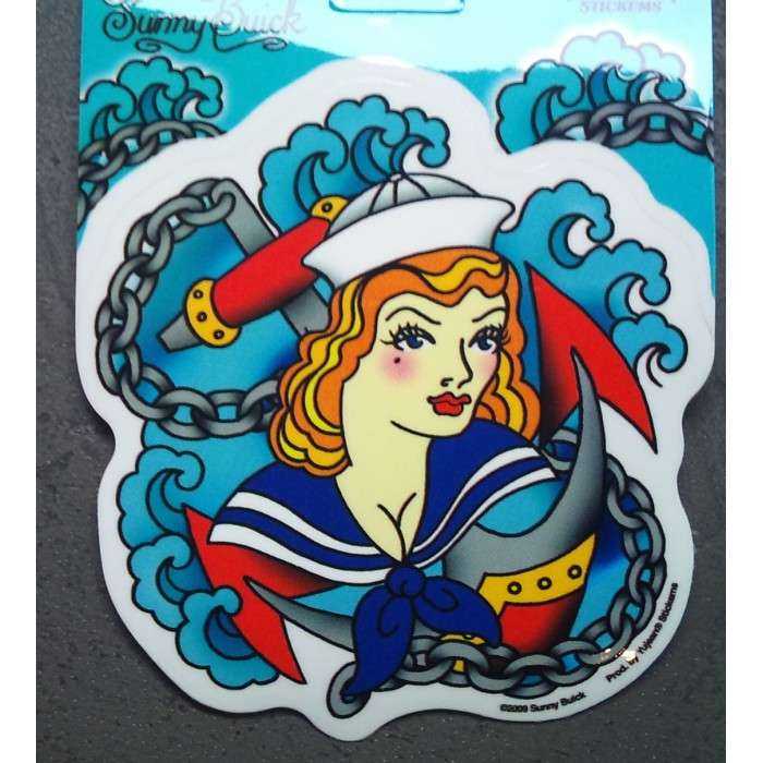 sticker pin up anchor marine tattoo sailor girl sticker