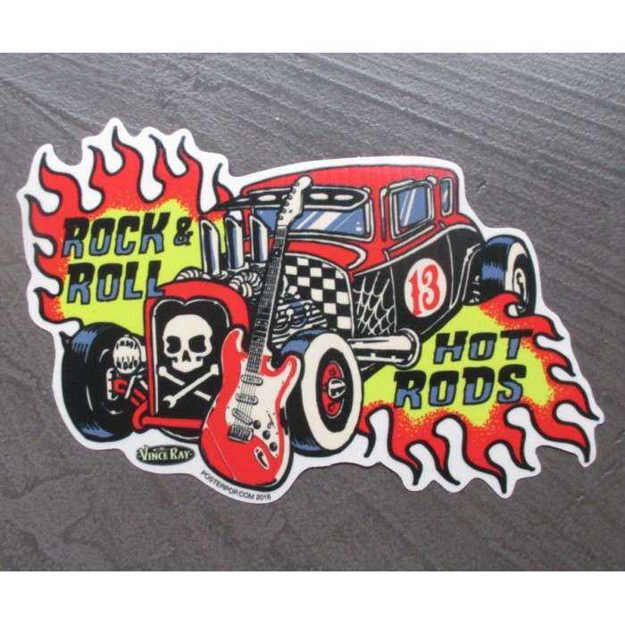 Sticker Hot Rod black red and rock roll guitar sticker