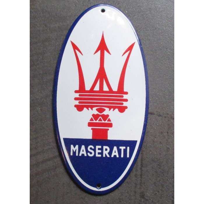 Mini Enamel plate Maserati Oval Tole Email Deco Garage