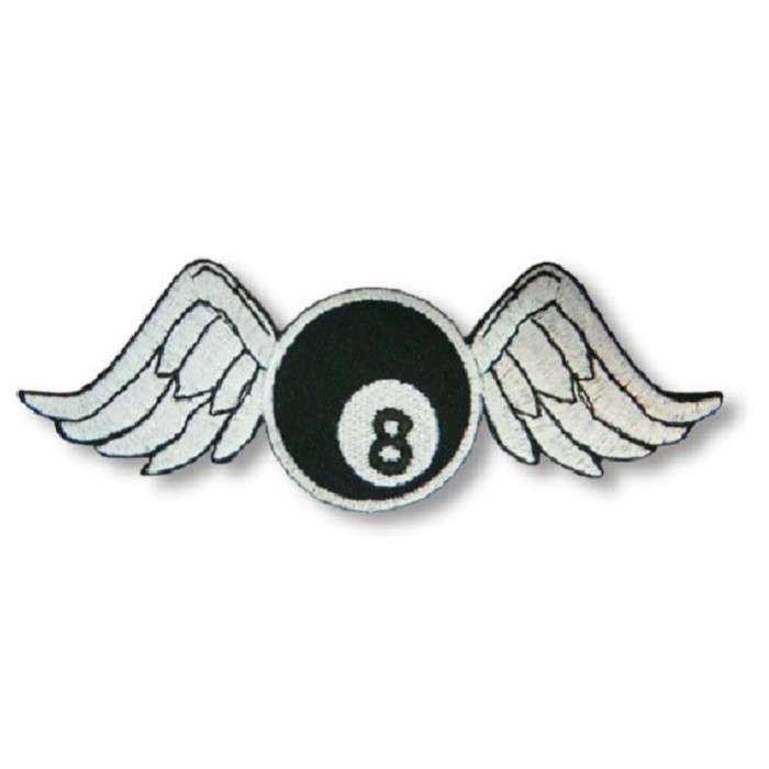 patch 8 ball winged billiard ball 8 with wings escutcheon