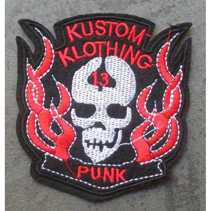patch crane kustom klothing 13 punk skull flame