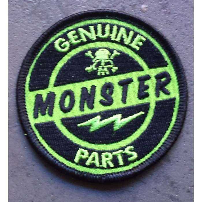 patch genuine monster parts rond noir vert ecusson rock roll