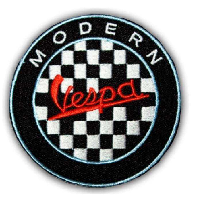 patch vespa modern round checkerboard badge thermo-adhesive