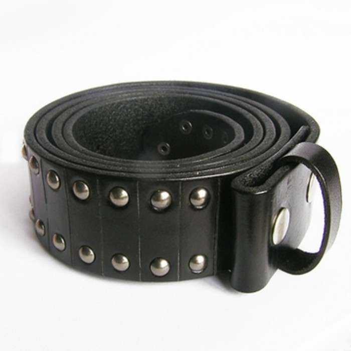L 115cm belt in genuine leather black and rivet man woman