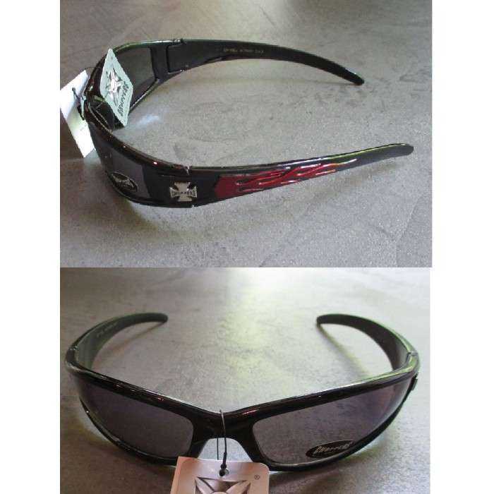 Sunglasses Choppers Maltese Cross Flamming Red Black