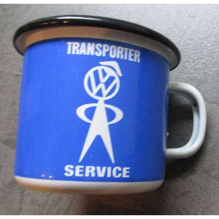 VW mug transport servicebleu in email coffee cup enamelled volkswagen