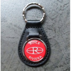 Keychain logo Buick Riviera red metal and leather car american usa