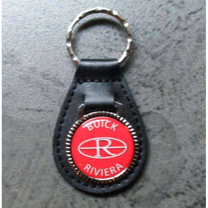 Keychain logo Buick Riviera red metal and leather car american usa