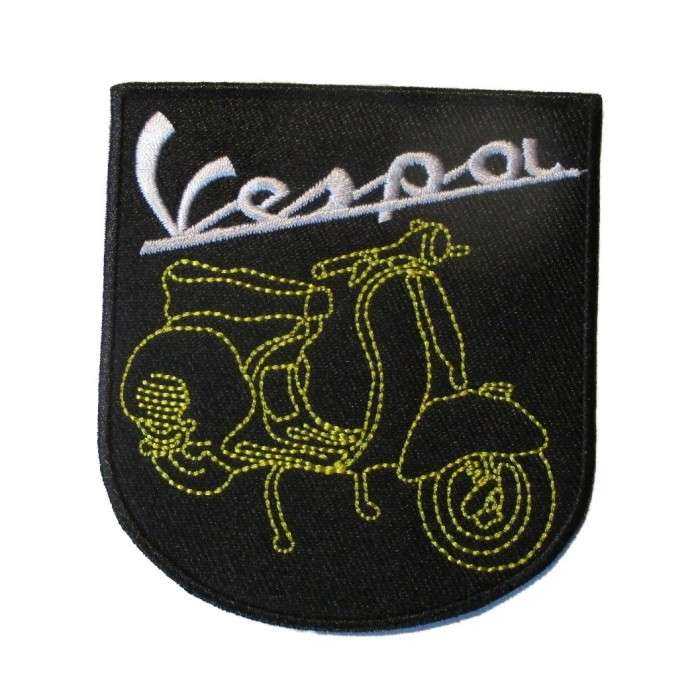 patch vespa coat of arms black scooter badge thermo-adhesive jacket rock