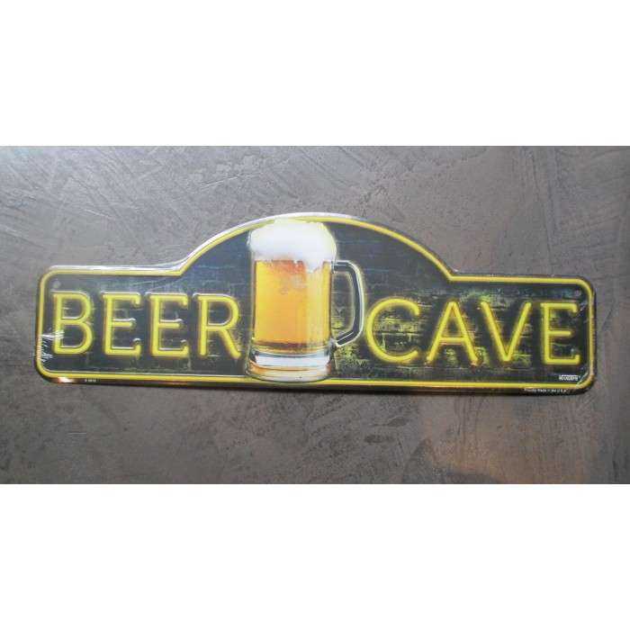 plate tole beer cave 46x14 cm tole pub biere usa man poster