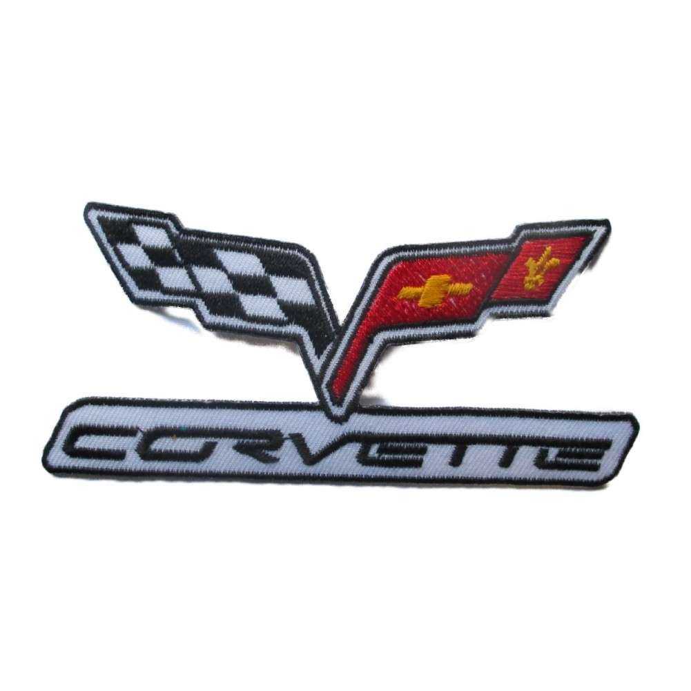 Patch Chevrolet Corvette Checkered logo and writing 10x4.5cm Thermo ...
