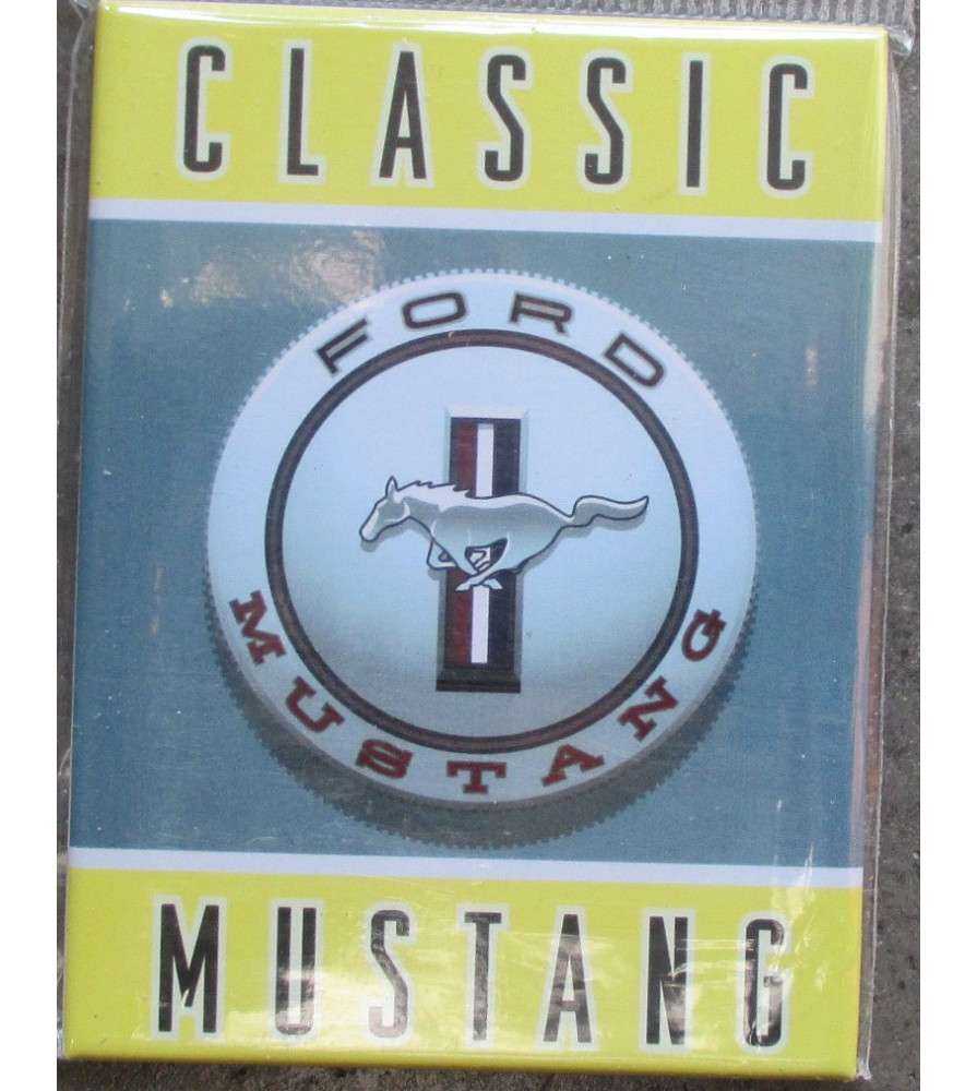 magnet 8x6 cm ford mustang logo classic grey yellow deco garage kitchen ...
