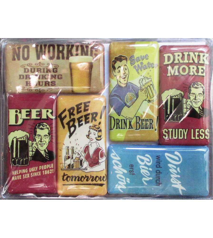 Set of 6 Magnet Beer Beer Humor Café Bar Deco Kitchen Magnet