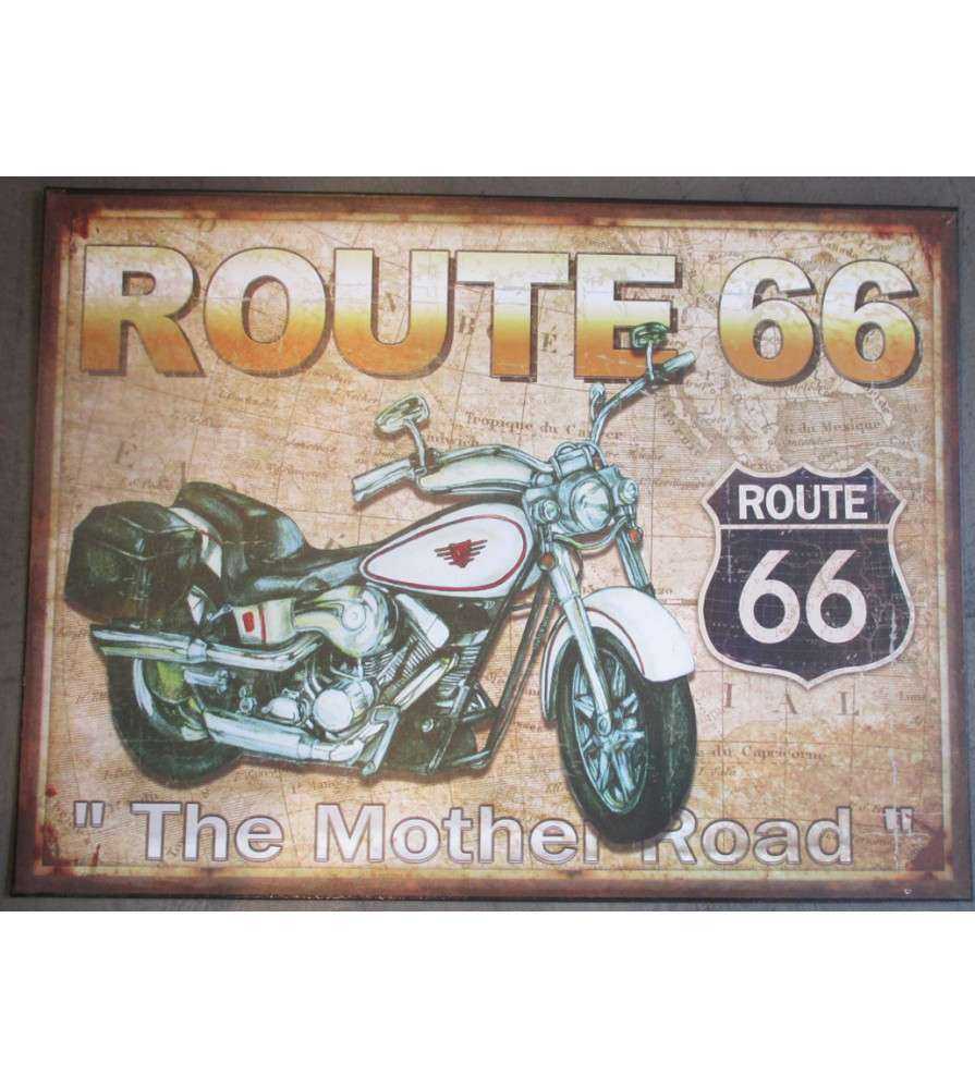Motorcycle plate road 66 background beige rusty appearance tole pub ...