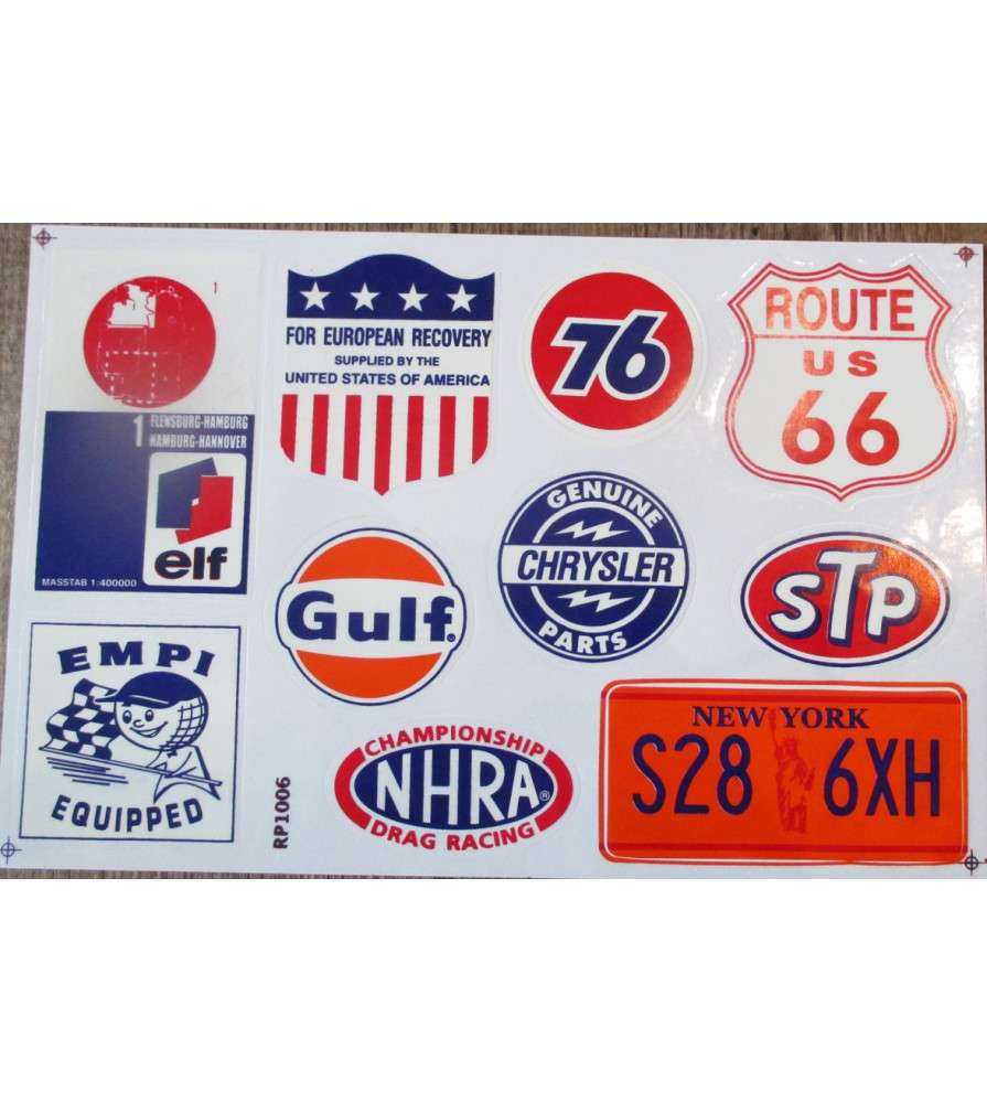 Sticker board Empi Equipped Square Route 66 STP Gulf Sticker