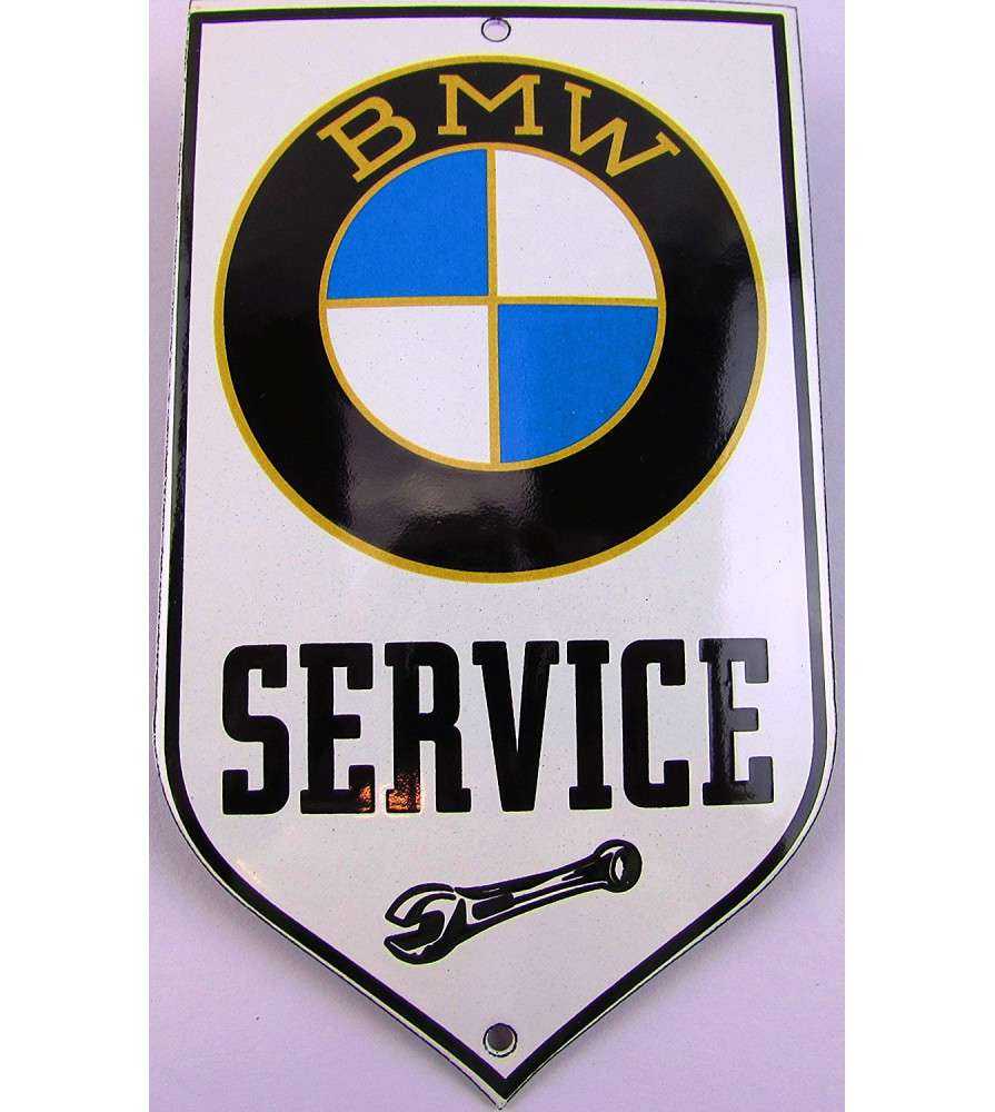 mini enamelled plate BMW golden service old logo 15x9cm tole email