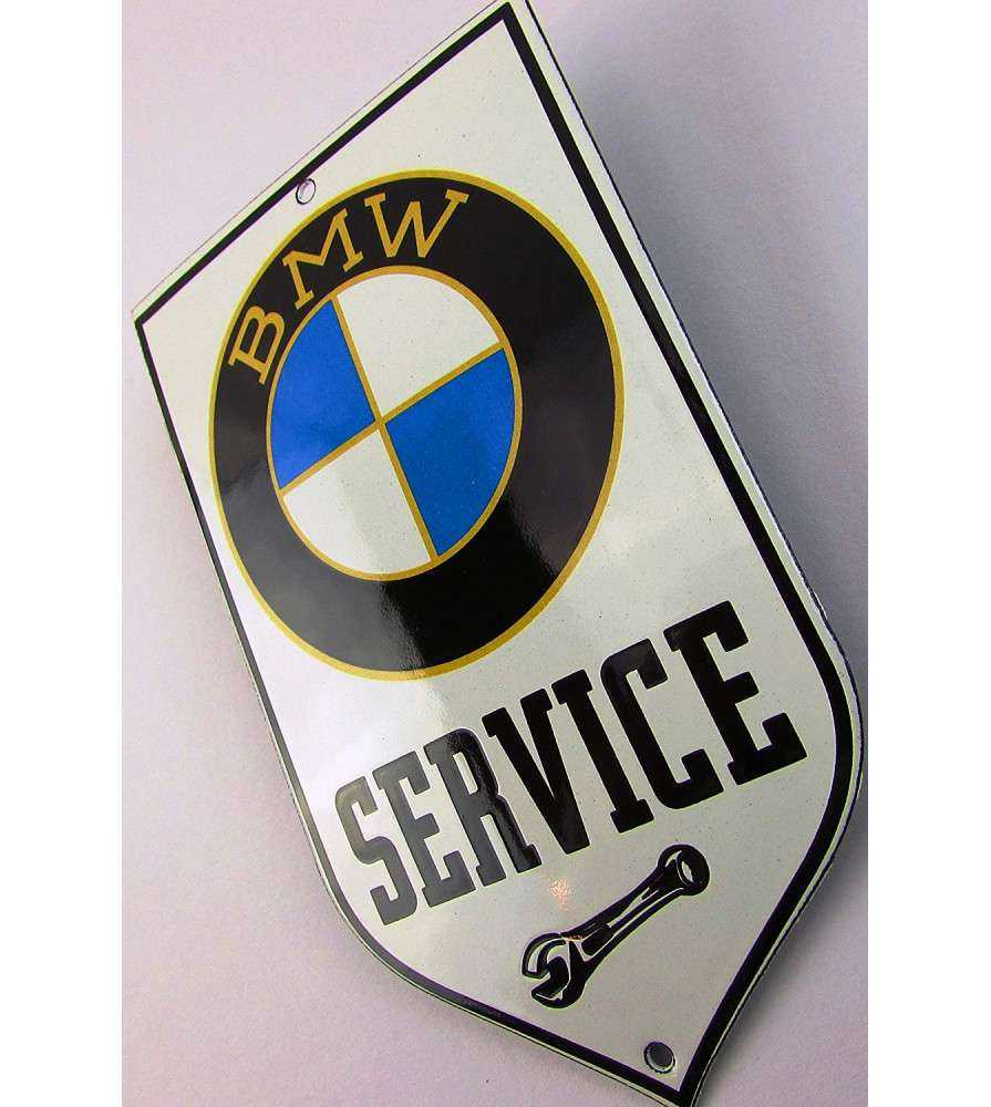 mini enamelled plate BMW golden service old logo 15x9cm tole email