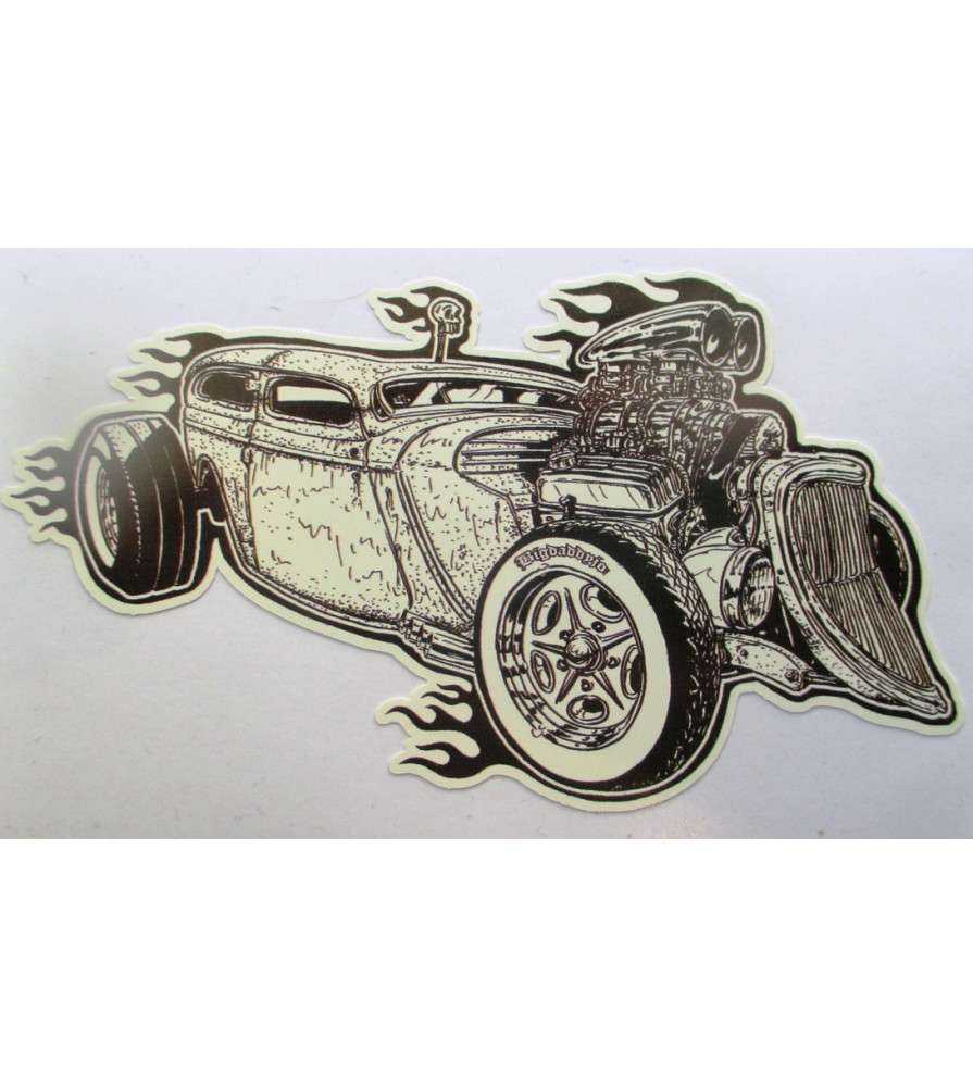 Hot Rod sticker with big blower motor black and white 11x6.5cm bigdaddyjoe
