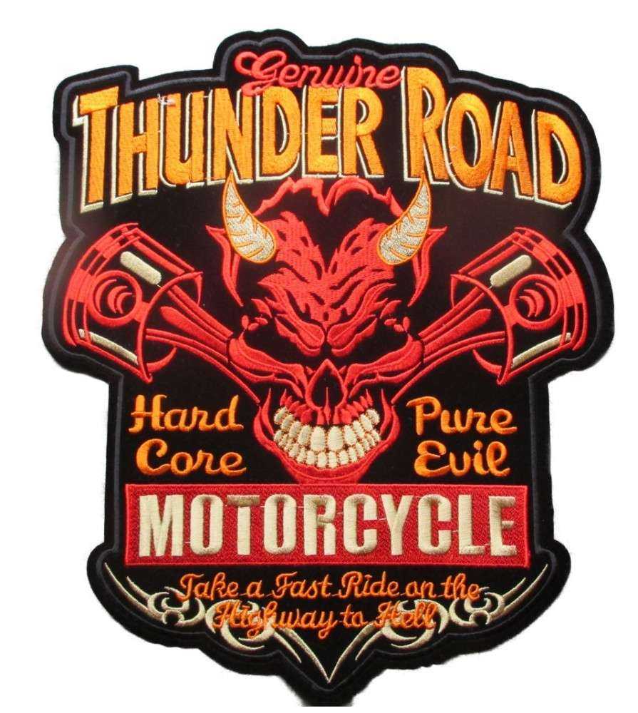 Big patch Thunder Road Motorcycle Devil and Red Piston Back Jacket ...