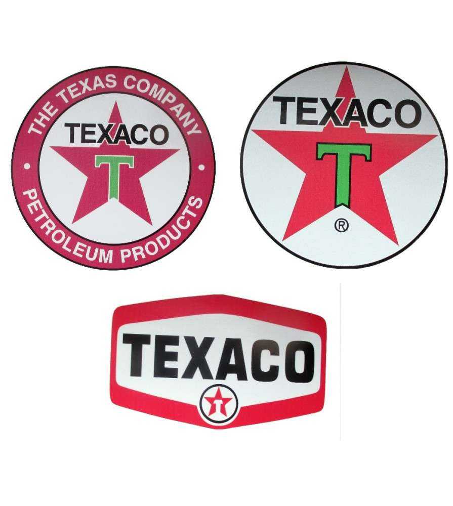 Lot 3 Stickers texaco 10cm sticker white background oil petrol deco garage