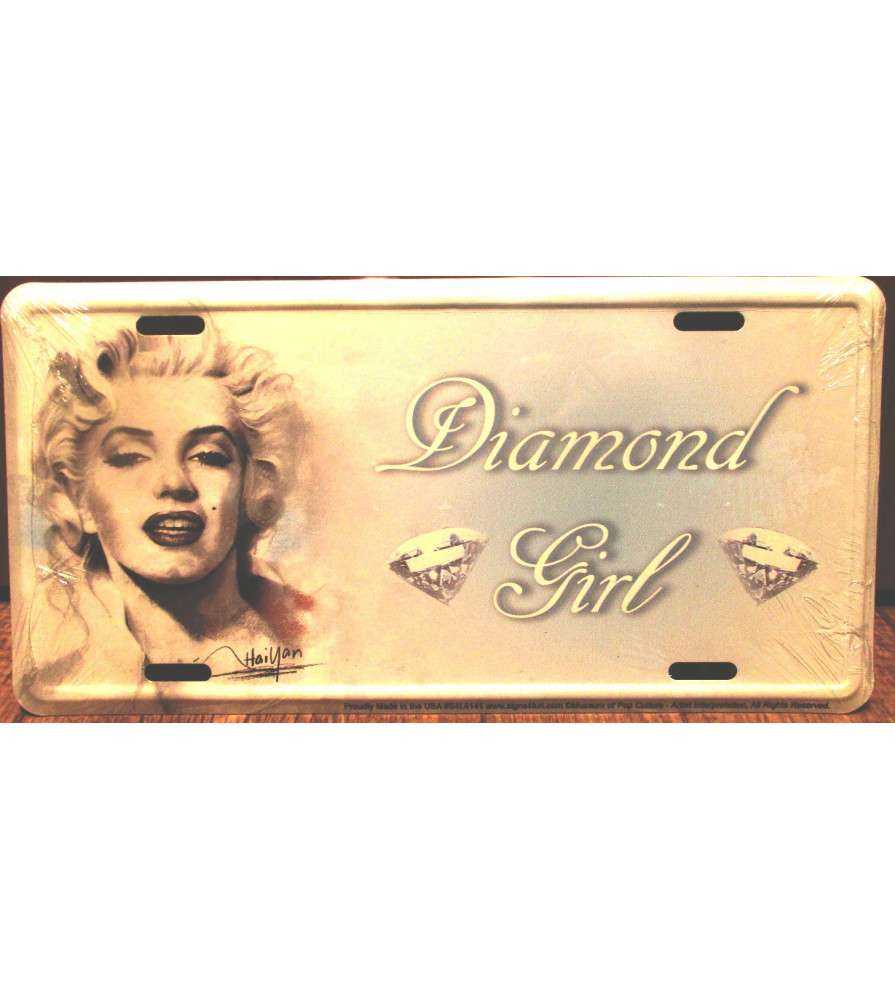 license plate Marilyn Monroe Diamond Girl white and blue Tole USA ...