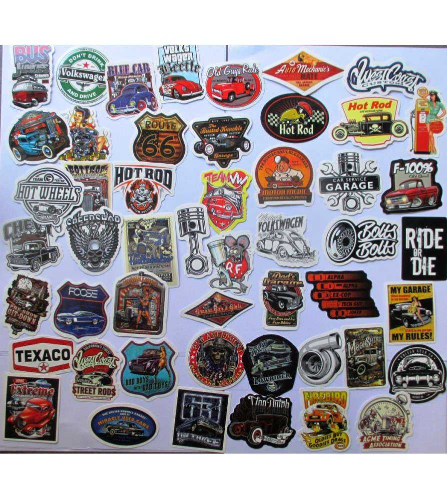 set of 50 stickers hot rod garage kustom pistons sticker RF west coast