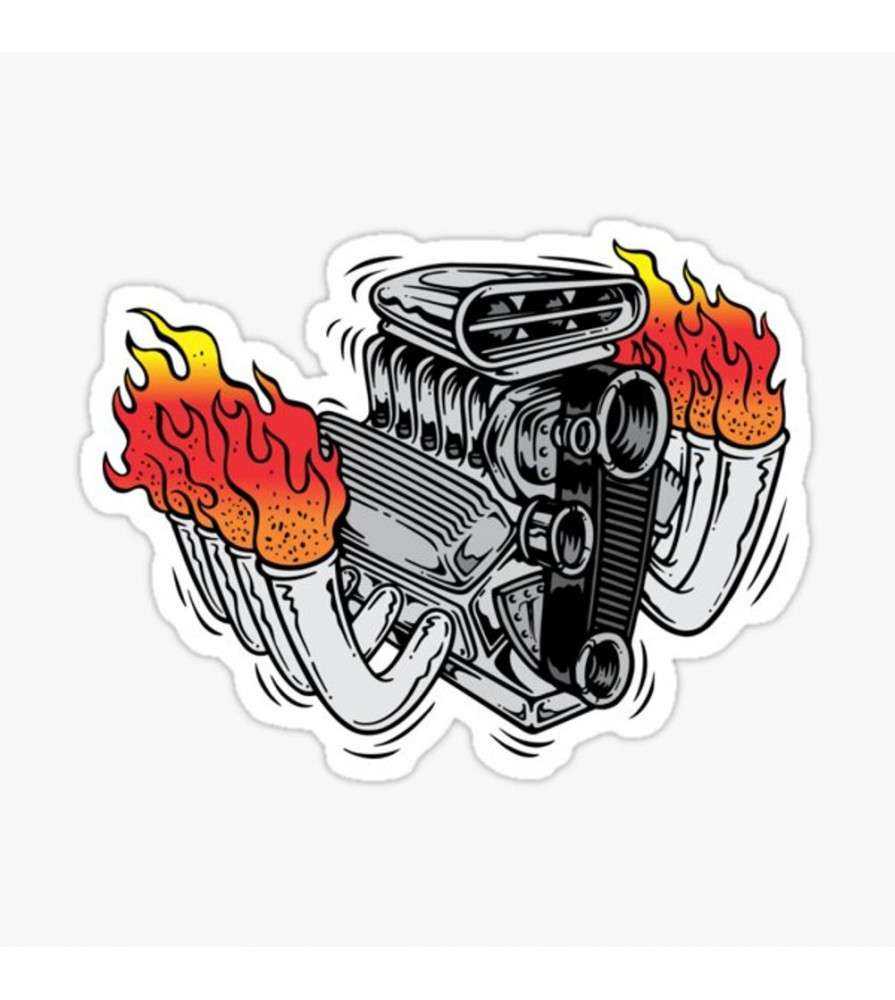 Sticker the V8 engine Big Bloc 9x7cm sticker make white