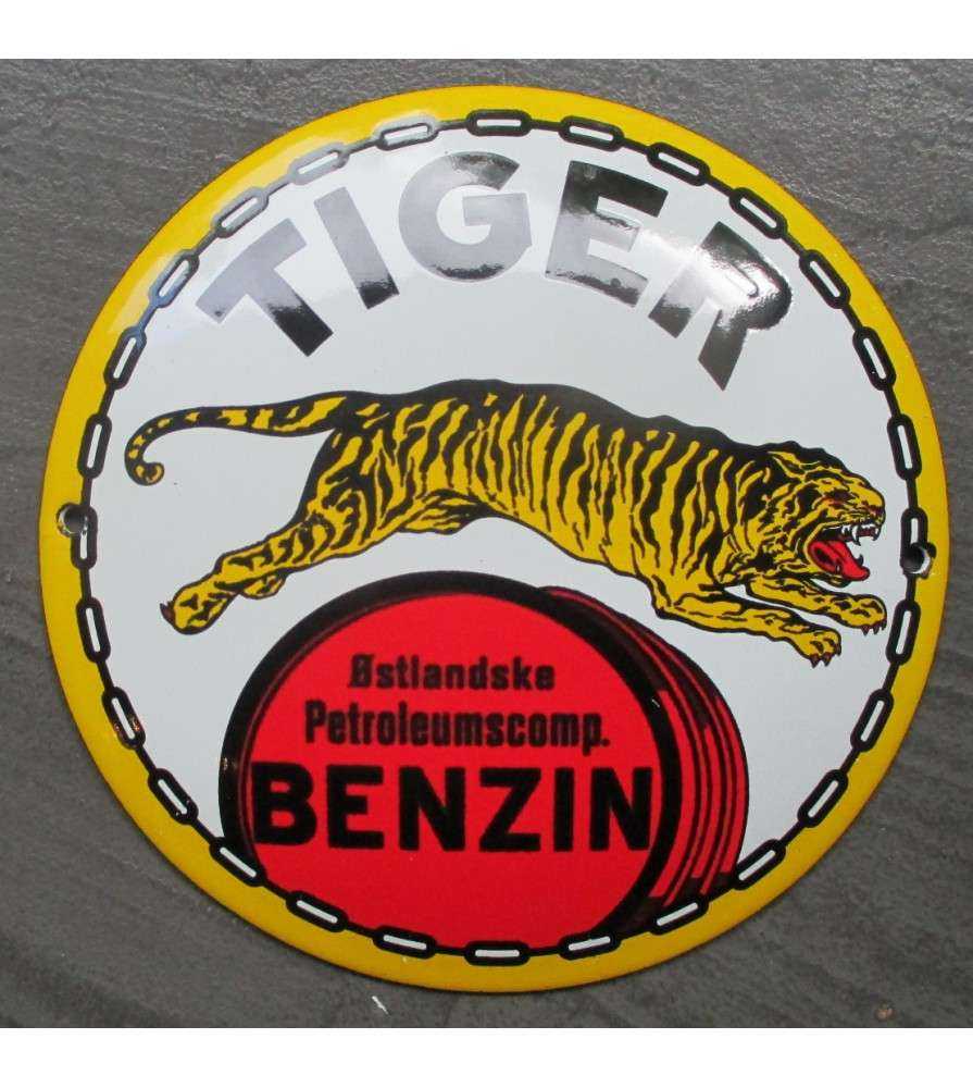 mini plaque emaillée tiger benzin tole ronde 12cm deco métal garage ...