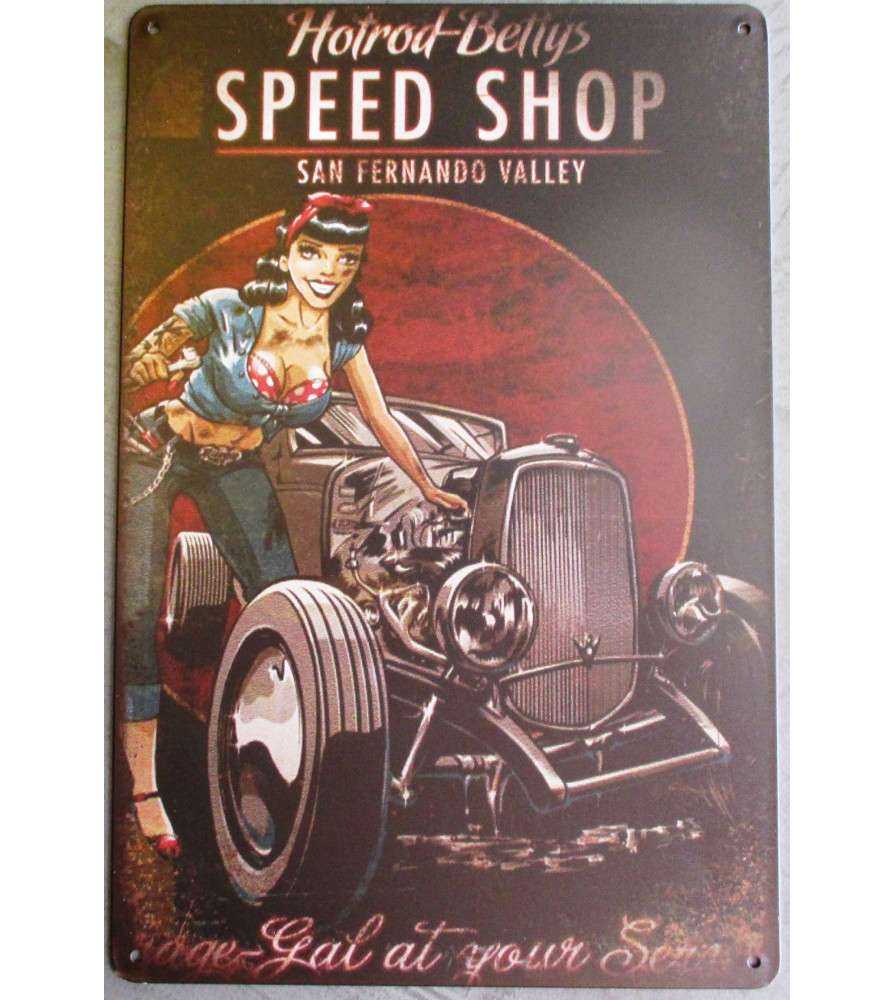 plaque metal pin up betty's speed shop hot rod 30x20 cm tole deco ...
