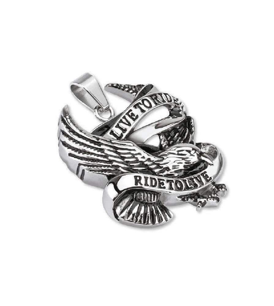 Stainless steel pendant live to ride eagle biker man woman