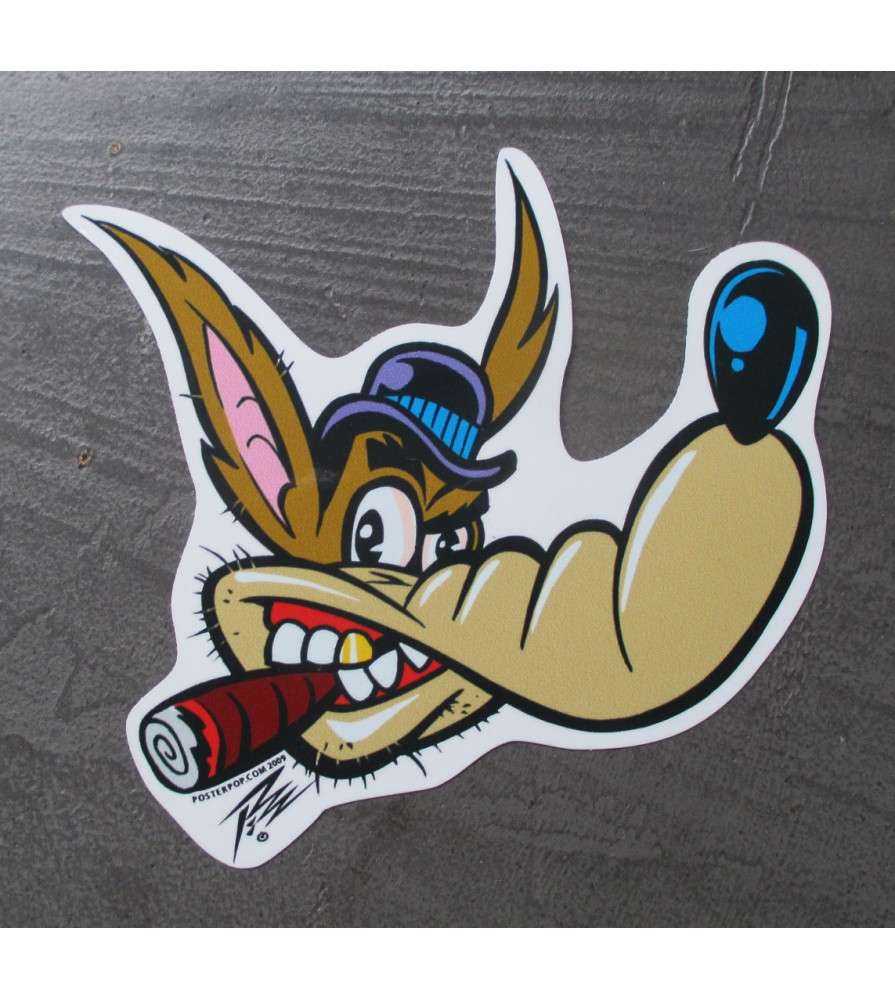 Wolf Head sticker with a cigar 14x13 cm Sticker by the artist PIZZ