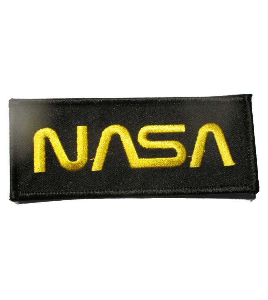 Patch NASA logo rectangular black and yellow 11x4.5 cm Thermo-adhesive ...