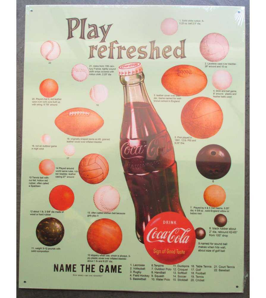 Decorative plate Coca Cola Play Refreshed 41x32cm Tole with different balls