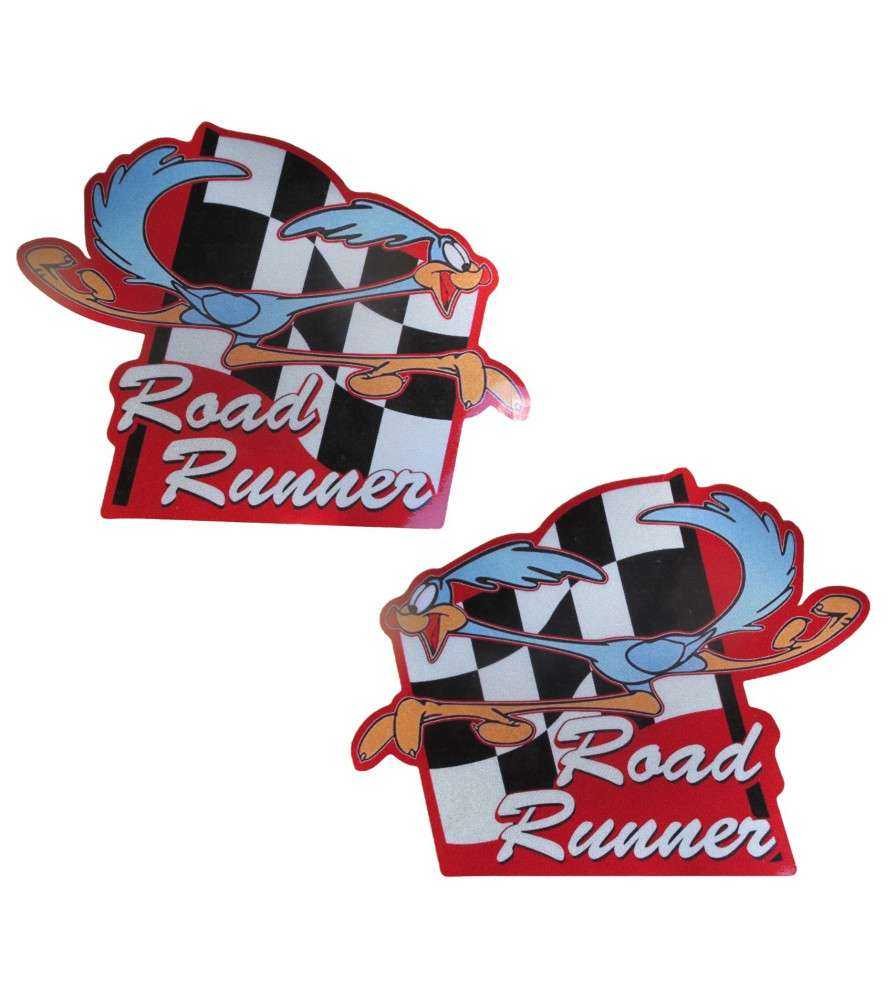 2 stickers Beep Beep Road Runner checkered 15x12 cm Reflective car sticker