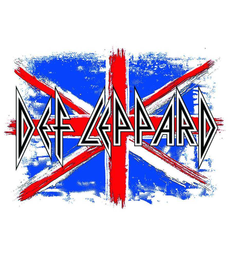 Def Leppard plaque and English flag 41x32 cm Tole of the hard rock band