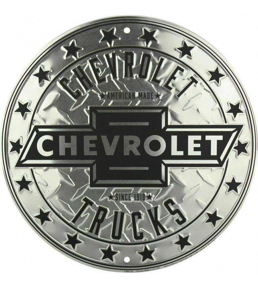 plaque chevrolet trucks alu ronde since 1918 tole affiche metal usa