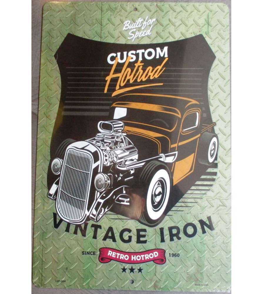 plaque hot rod marron doré vintage iron 45x30cm tole deco americaine